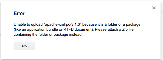 Gmail Unable to upload because it is a folder or a package (like an ...