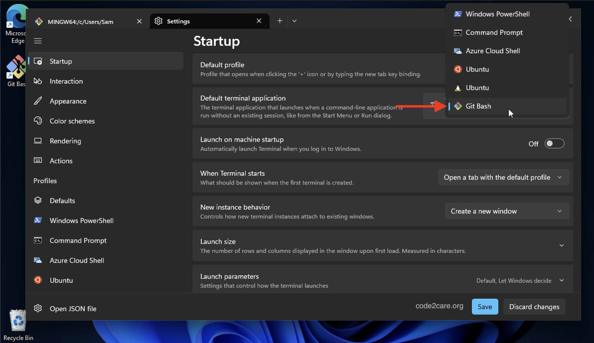 How to Change the Default Shell in Windows Terminal App | Code2care
