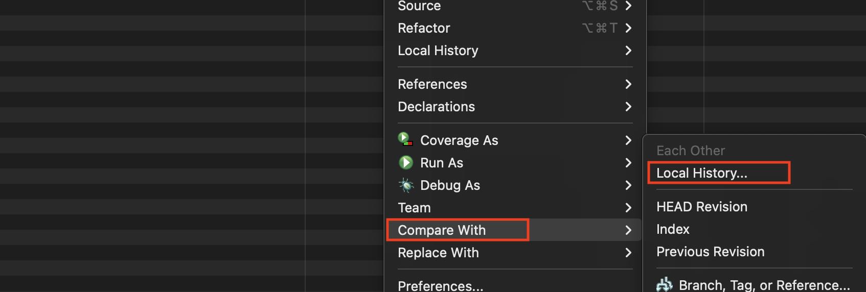 Compare Current and Previous Versions of Same File (Local History) in ...