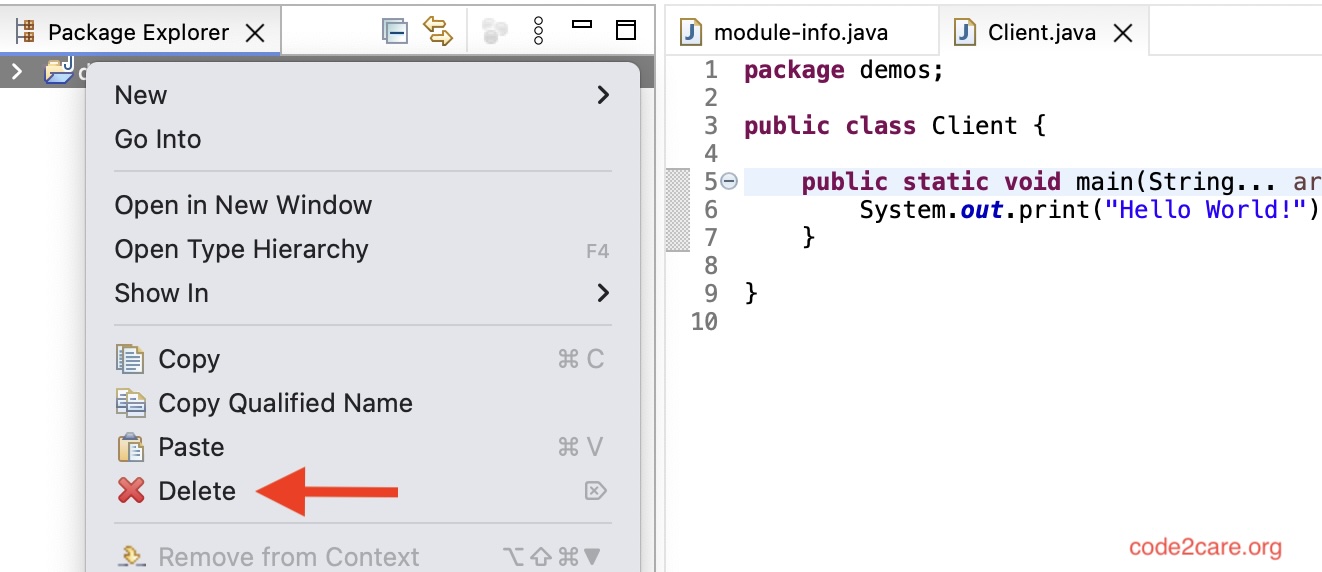 Delete a Project in Eclipse IDE on macOS and Windows | Code2care