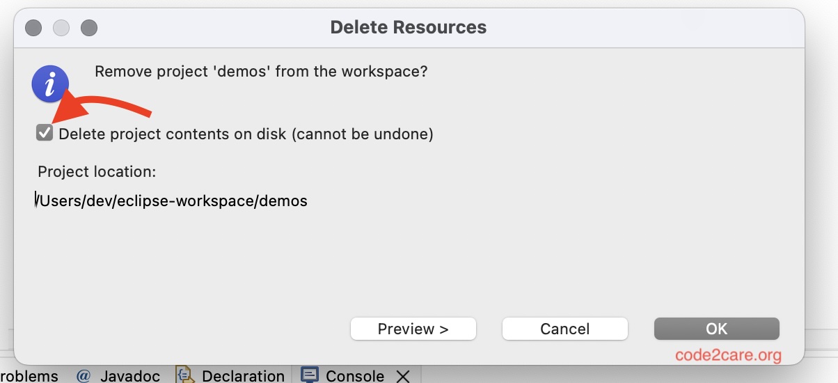 Delete a Project in Eclipse IDE on macOS and Windows | Code2care