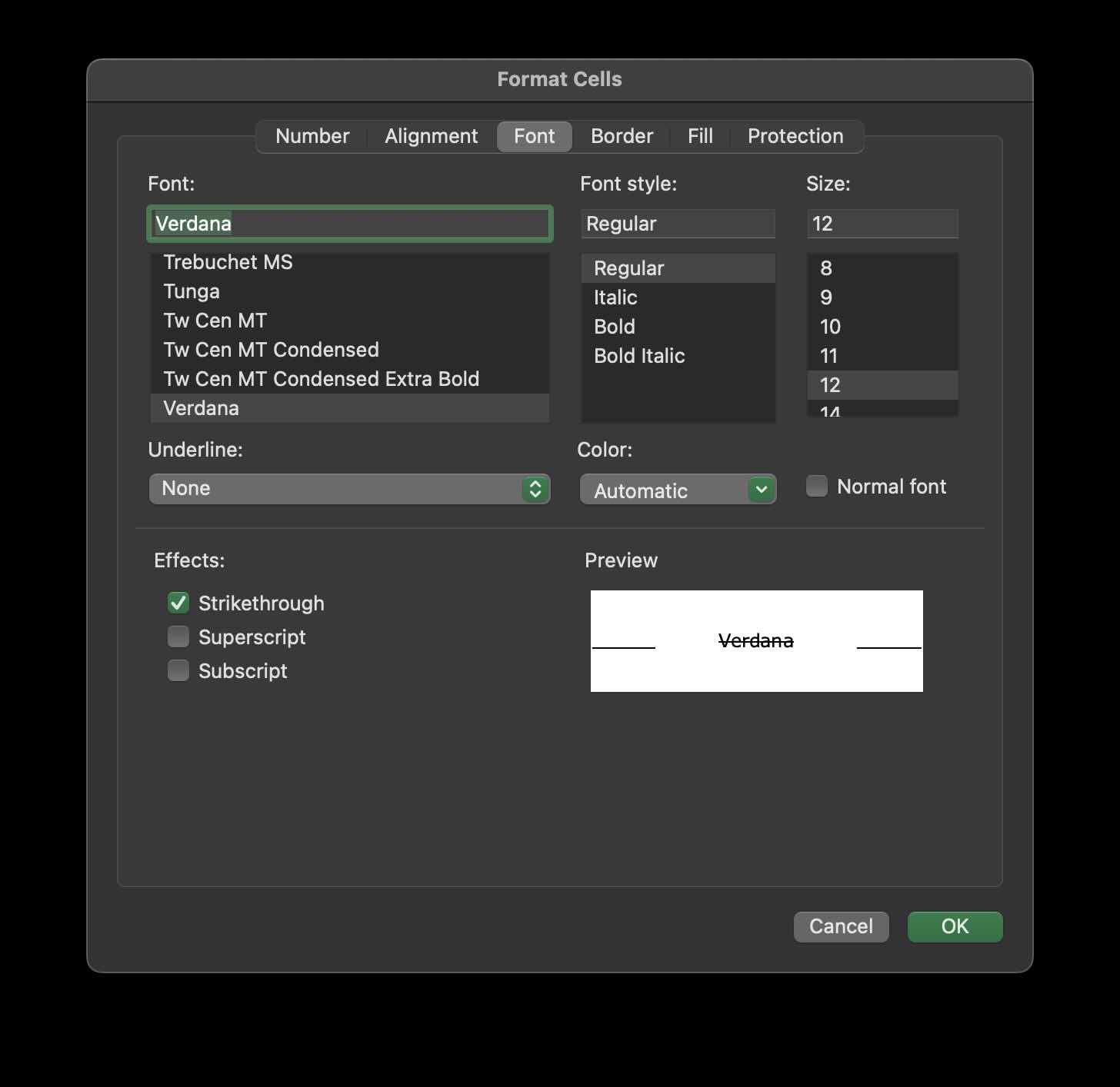 Strikethrough Text in Excel for Mac | Code2care