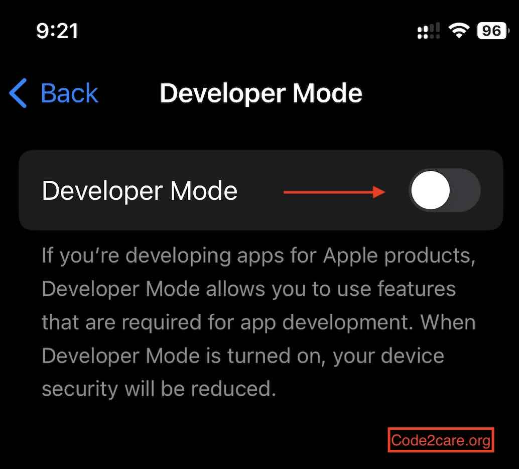 Steps to Enable Developer Mode on iOS 17 - iPhone and iPad | Code2care