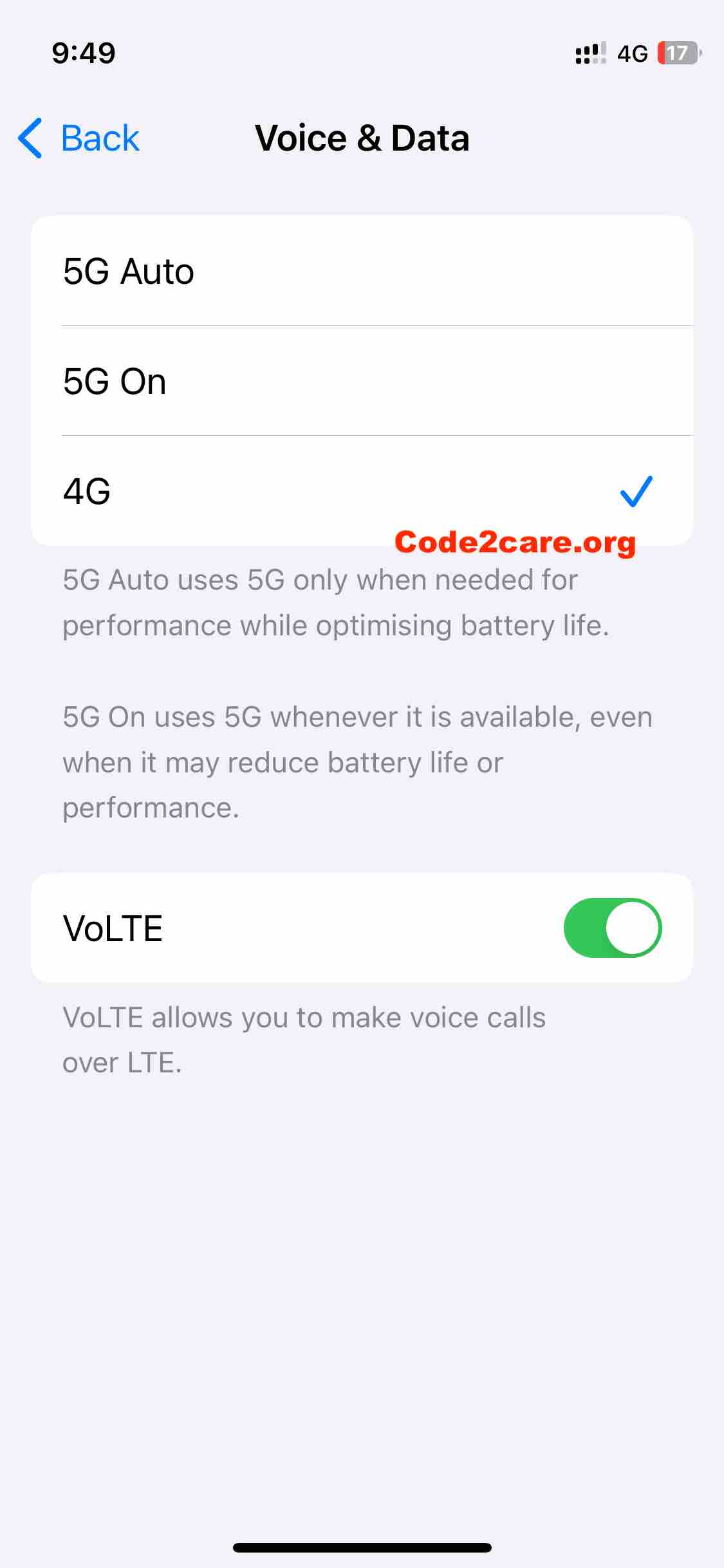 How to turn off 5G Network on iPhone | Code2care