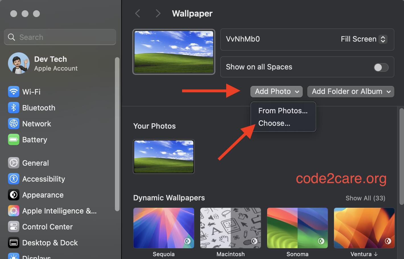 Setting Custom Wallpaper on macOS Sequoia | Code2care