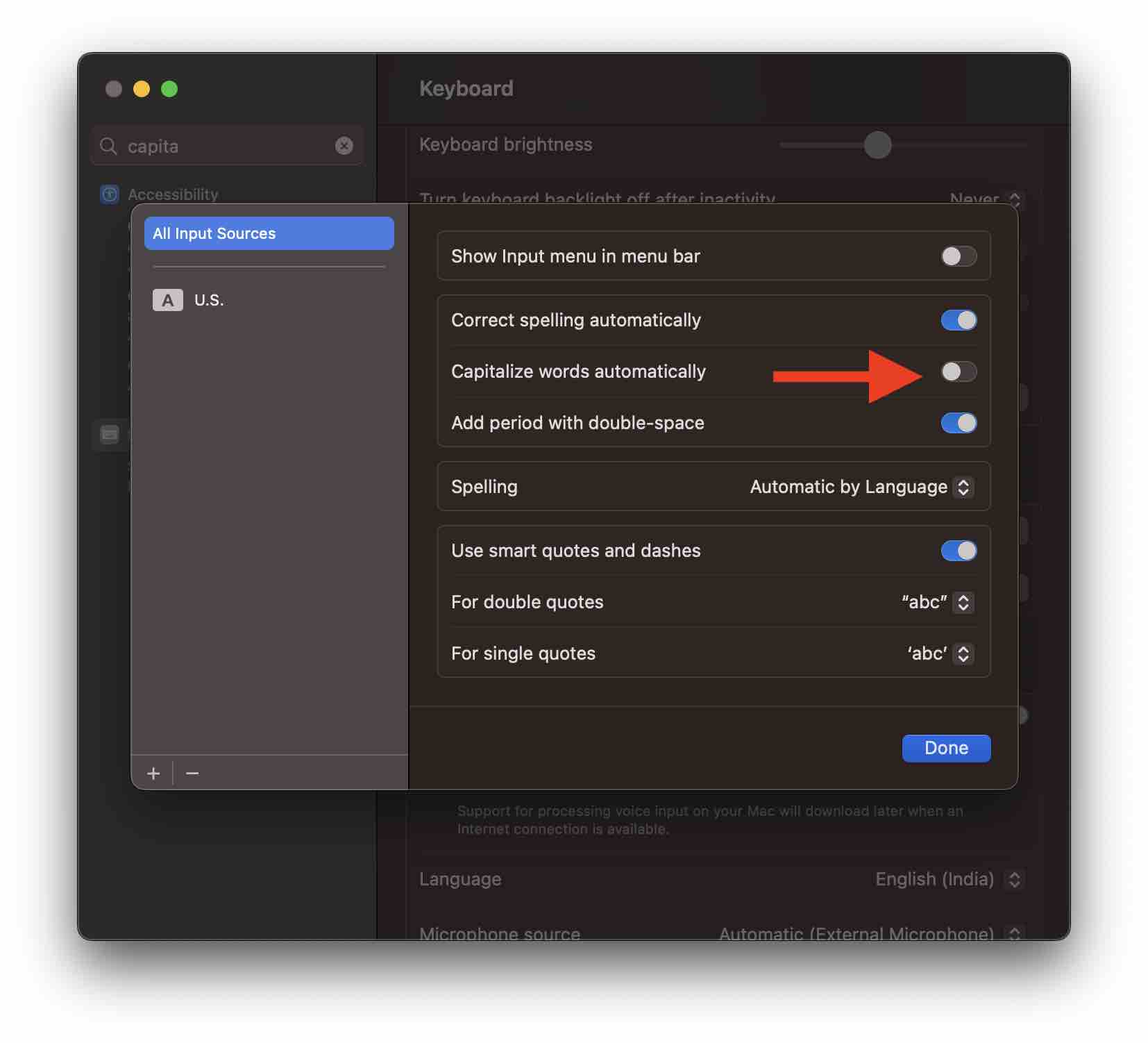 Mac: Turn off Auto Capitalization of Words | Code2care