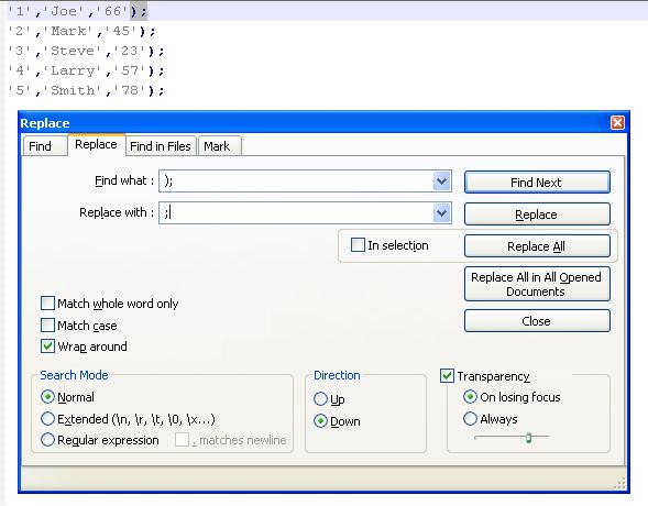 Convert SQL to CSV in Notepad++ | Code2care