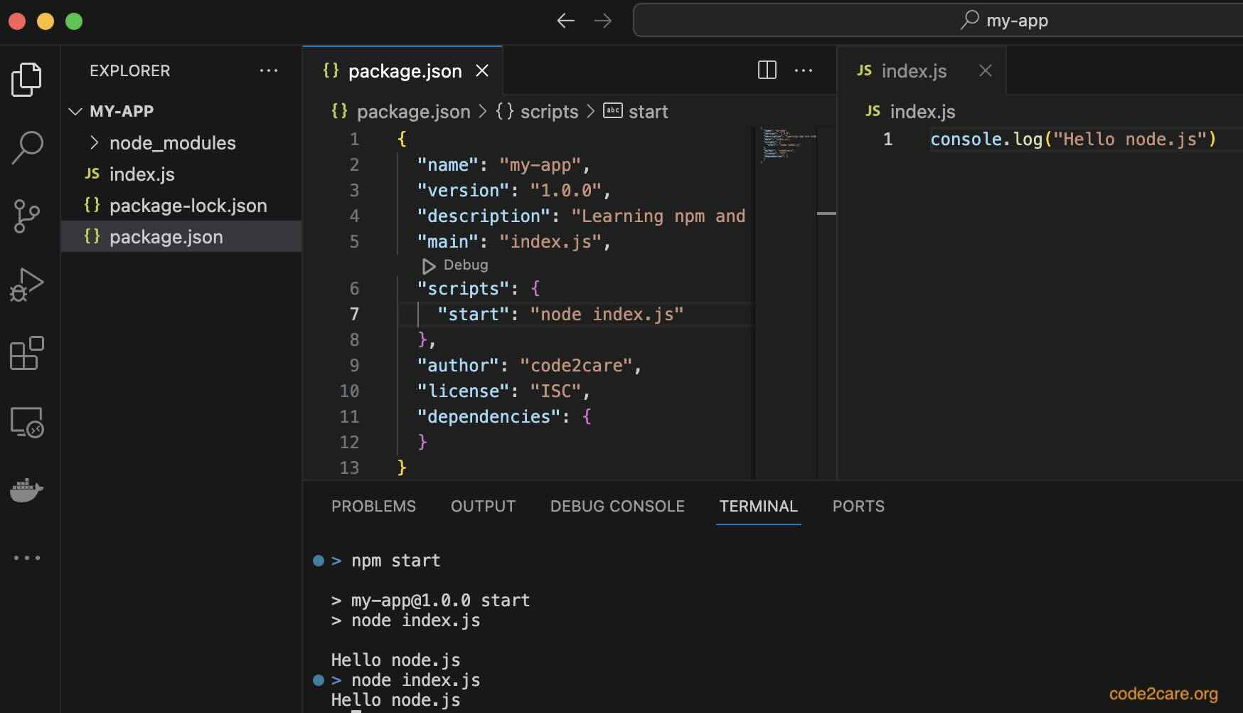Fix - npm start: sh: index.js: command not found | Code2care