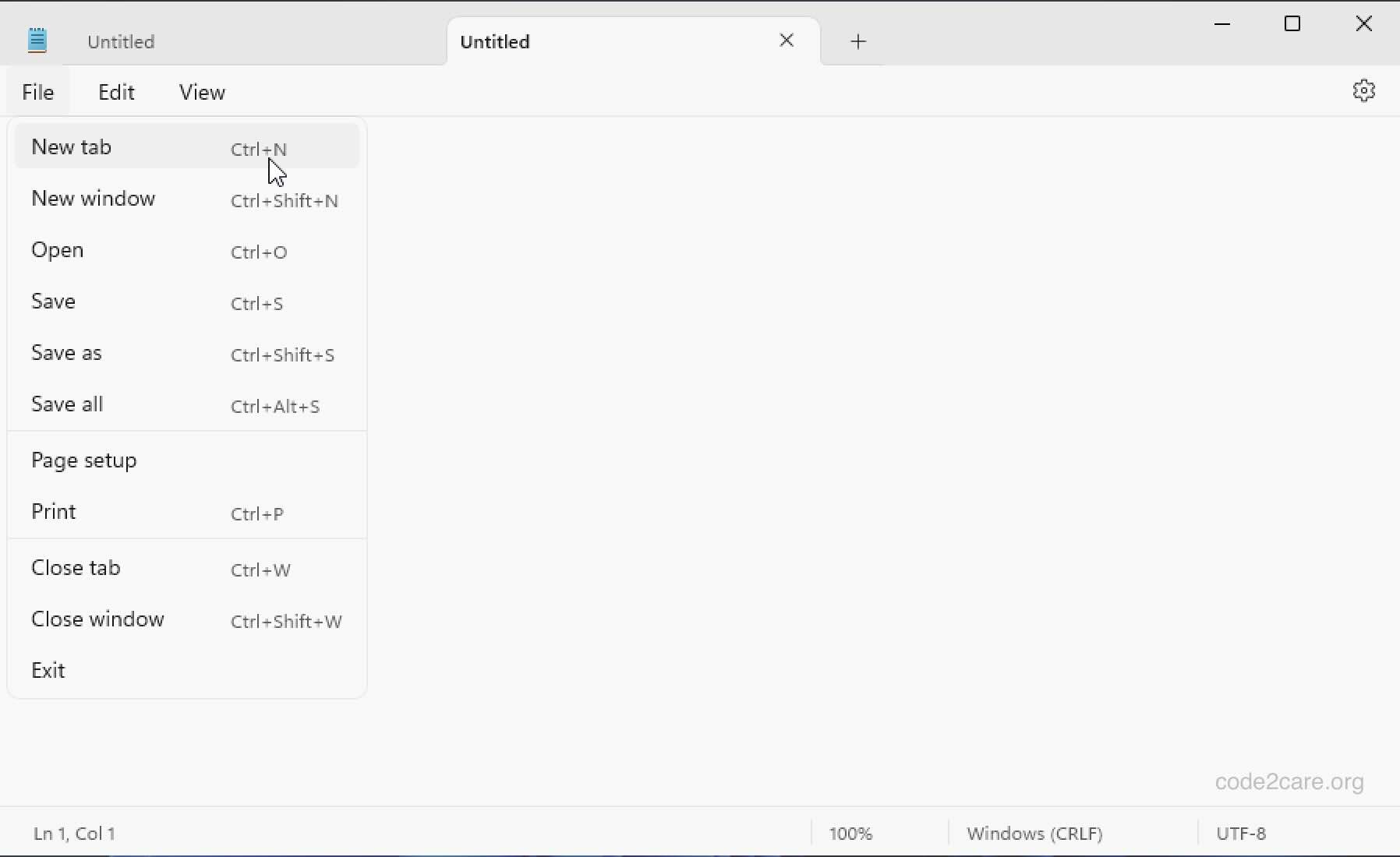 Ways to Open New Tabs or New Windows on Windows 11 Notepad | Code2care